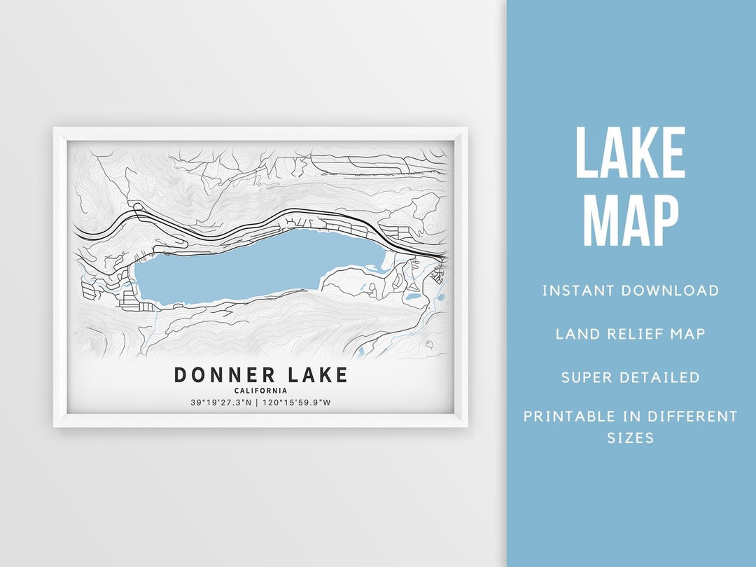 Printable Map of Donner Lake California United States - Etsy