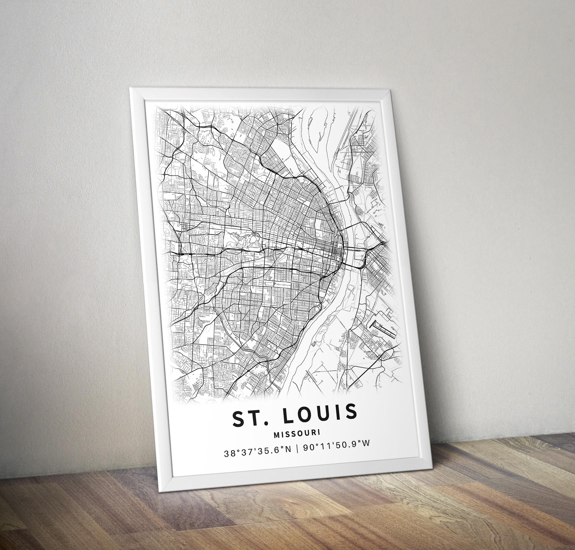Printable Map of St. Louis, Missouri, USA With Street Names - Instant ...