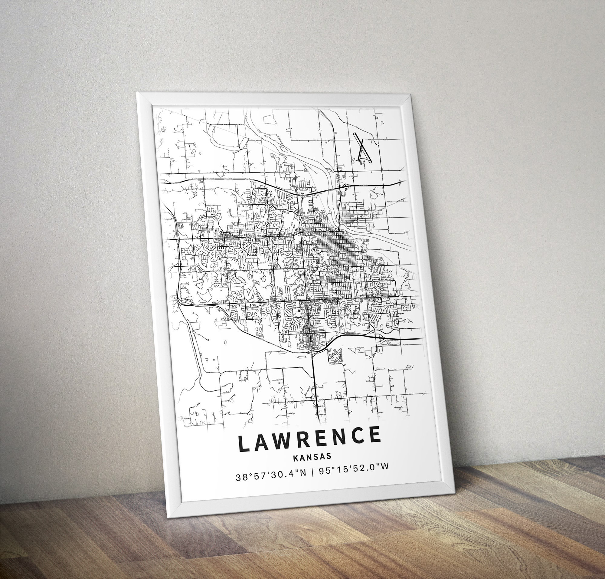 Printable Map of Lawrence, Kansas, USA With Street Names - Instant ...