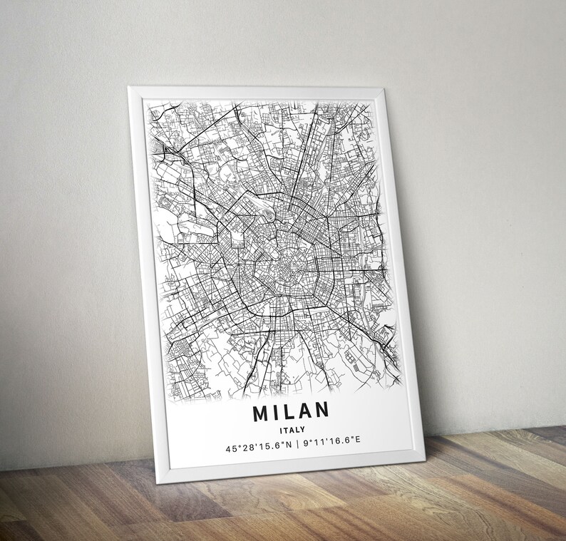 Printable Map of Milan, Italy With Street Names - Instant Download ...