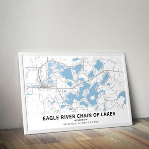 Printable Map of Eagle River Chain of Lakes, Wisconsin, US Instant ...