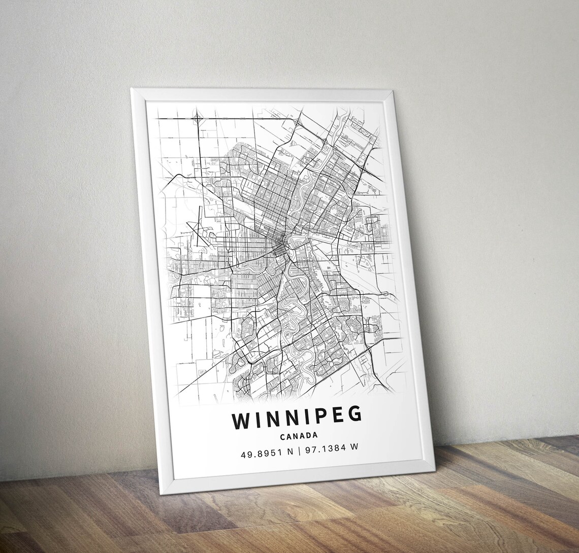 Printable Map of Winnipeg, Manitoba, Canada With Street Names - Instant ...