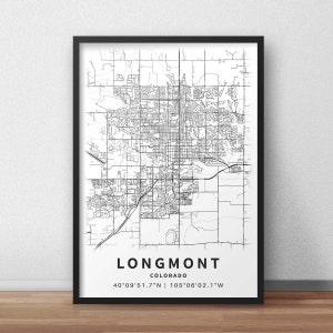 Printable Map of Longmont, Colorado, USA With Street Names - Instant ...