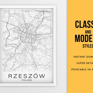 Printable Map of Rzeszów, Poland Instant Download City Map Wall Art ...