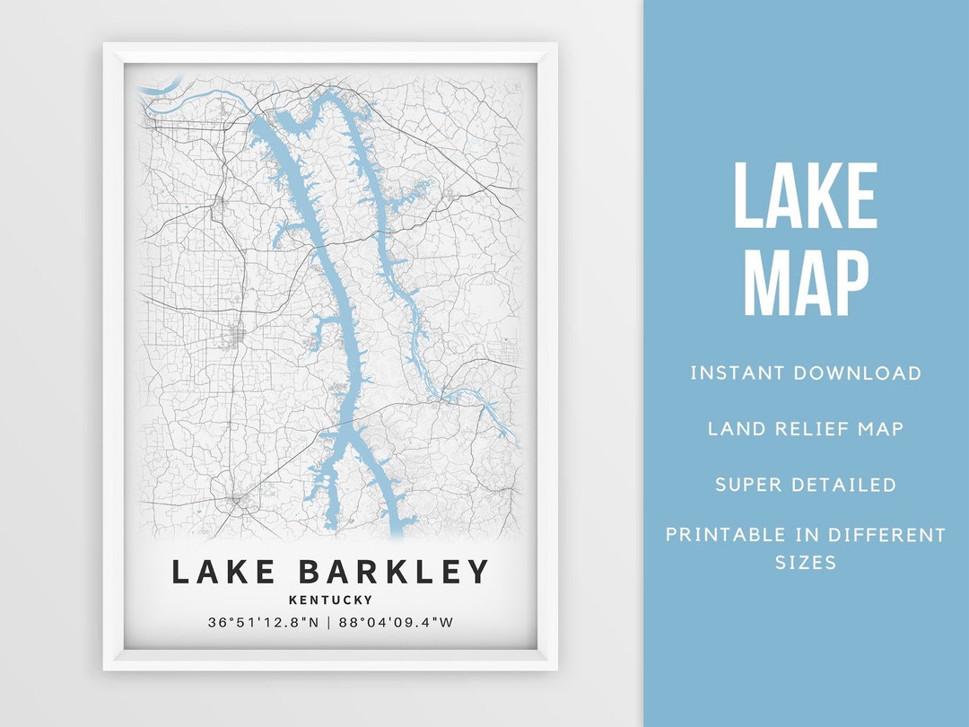 Printable Map of Lake Barkley Kentucky United States - Etsy
