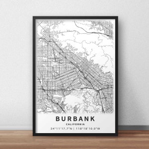 Printable Map of Burbank, California, USA With Street Names - Instant ...