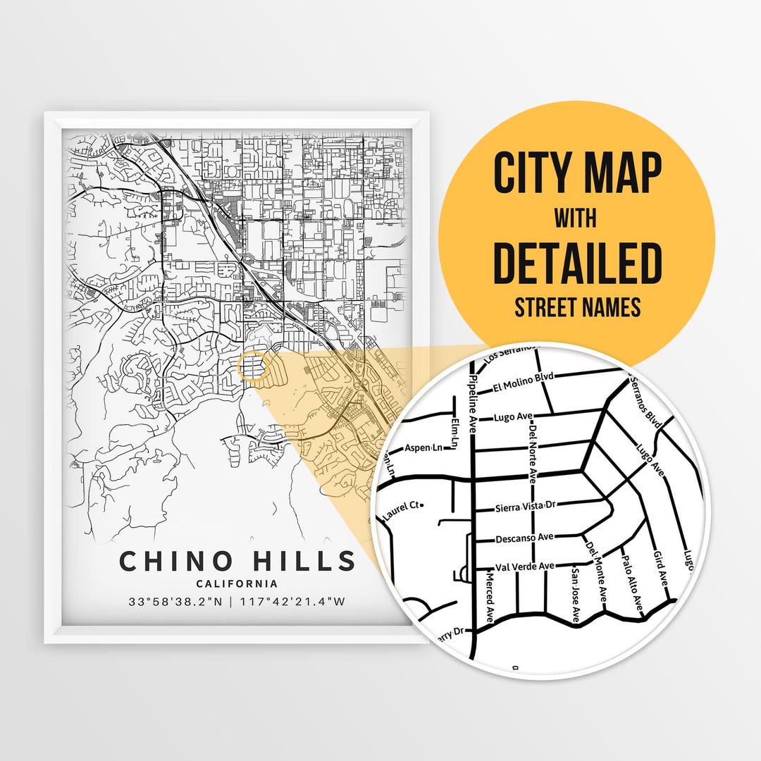 Printable Map of Chino Hills, California, USA With Street Names ...
