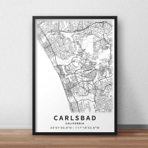 Printable Map of Carlsbad, California, USA With Street Names - Instant ...