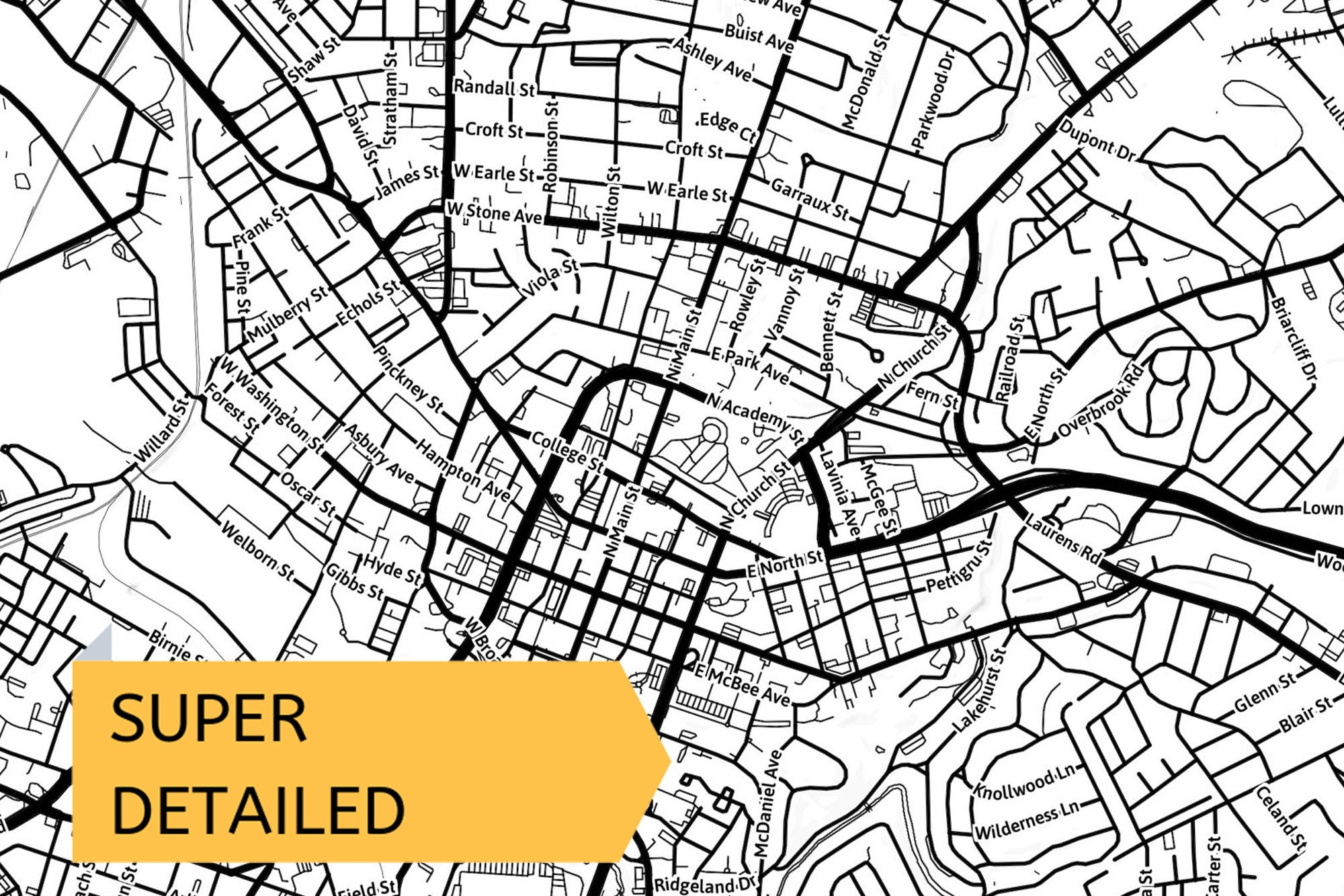 Printable Map of Greenville SC South Carolina United States - Etsy