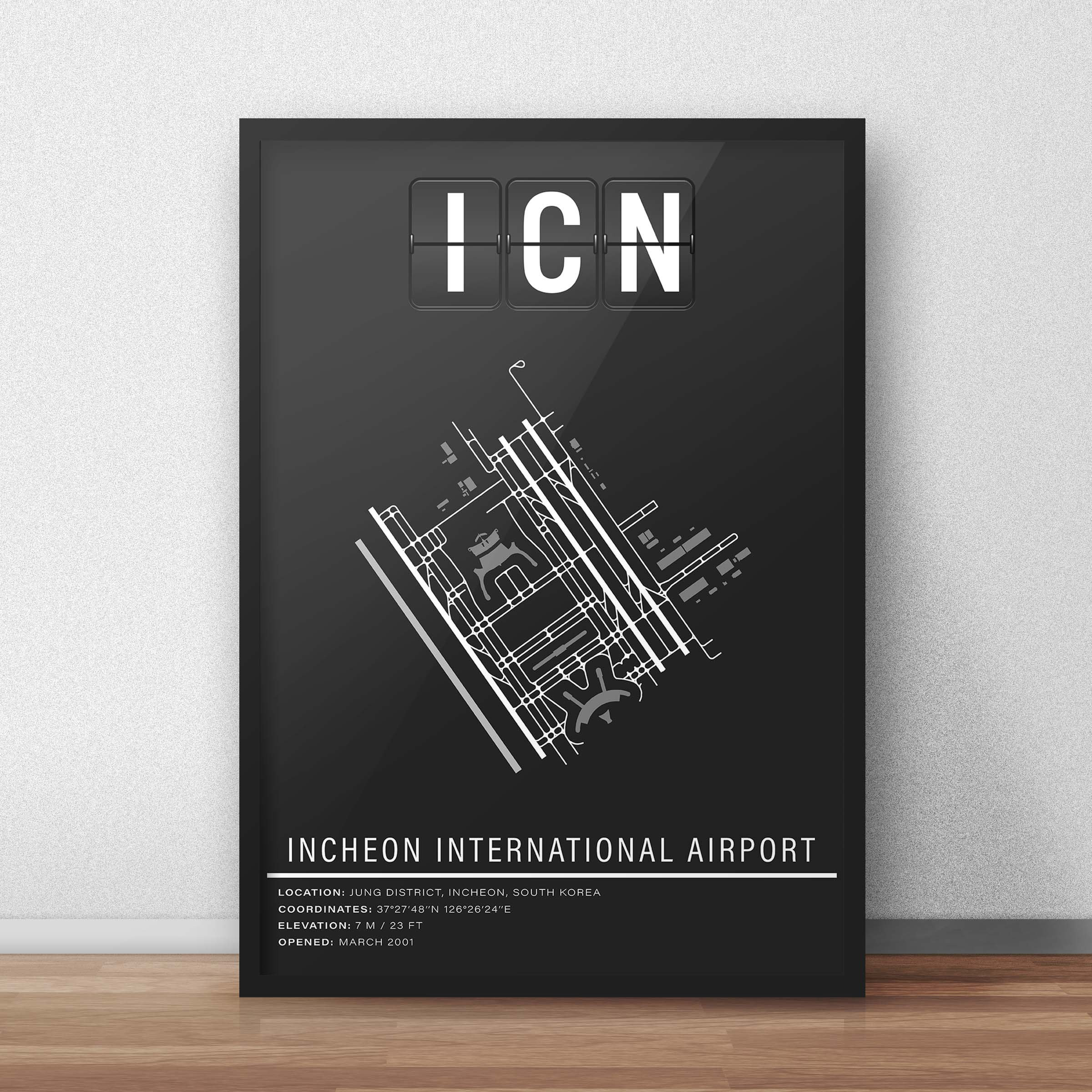 Seoul–incheon International Airport Poster, ICN Runway Art Print, South ...
