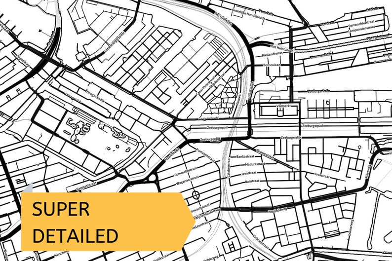 Printable Map of Amsterdam Netherlands With Street Names | Etsy