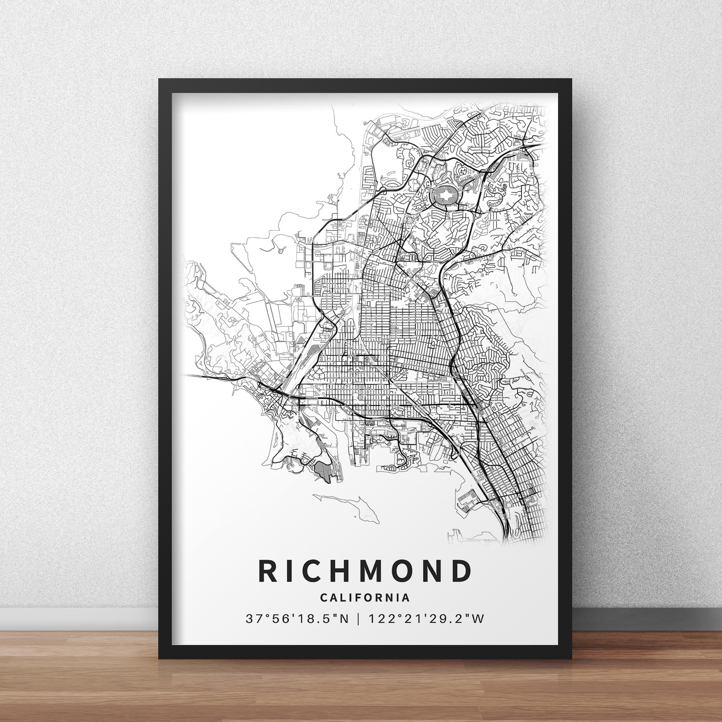 Printable Map of Richmond California United States With | Etsy