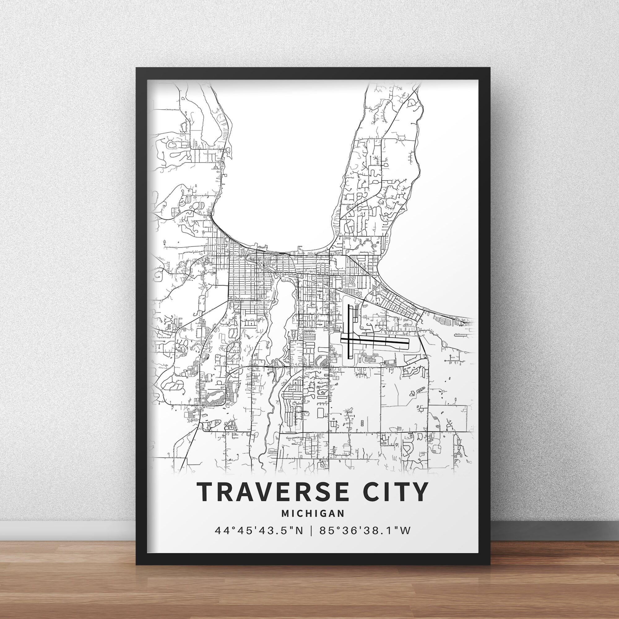 Mapa imprimible de Traverse City, Michigan con nombres de calles ...