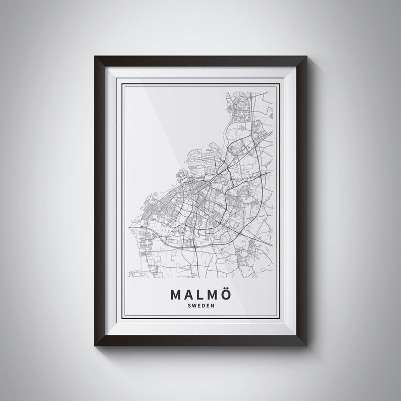 Printable Map of Malmö Sweden Malmo Instant Download City | Etsy