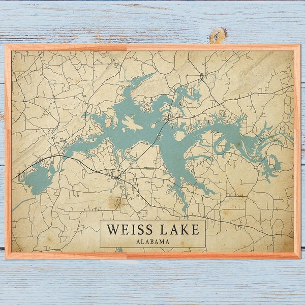 Map of Alabama Lakes - Etsy