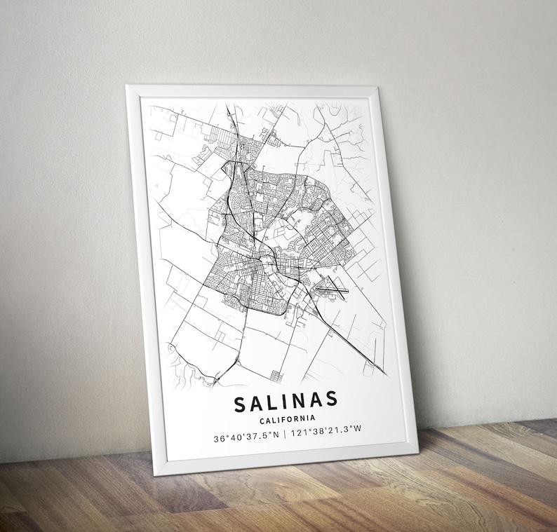Printable Map of Salinas, Greater Bay Area, California, USA With Street ...