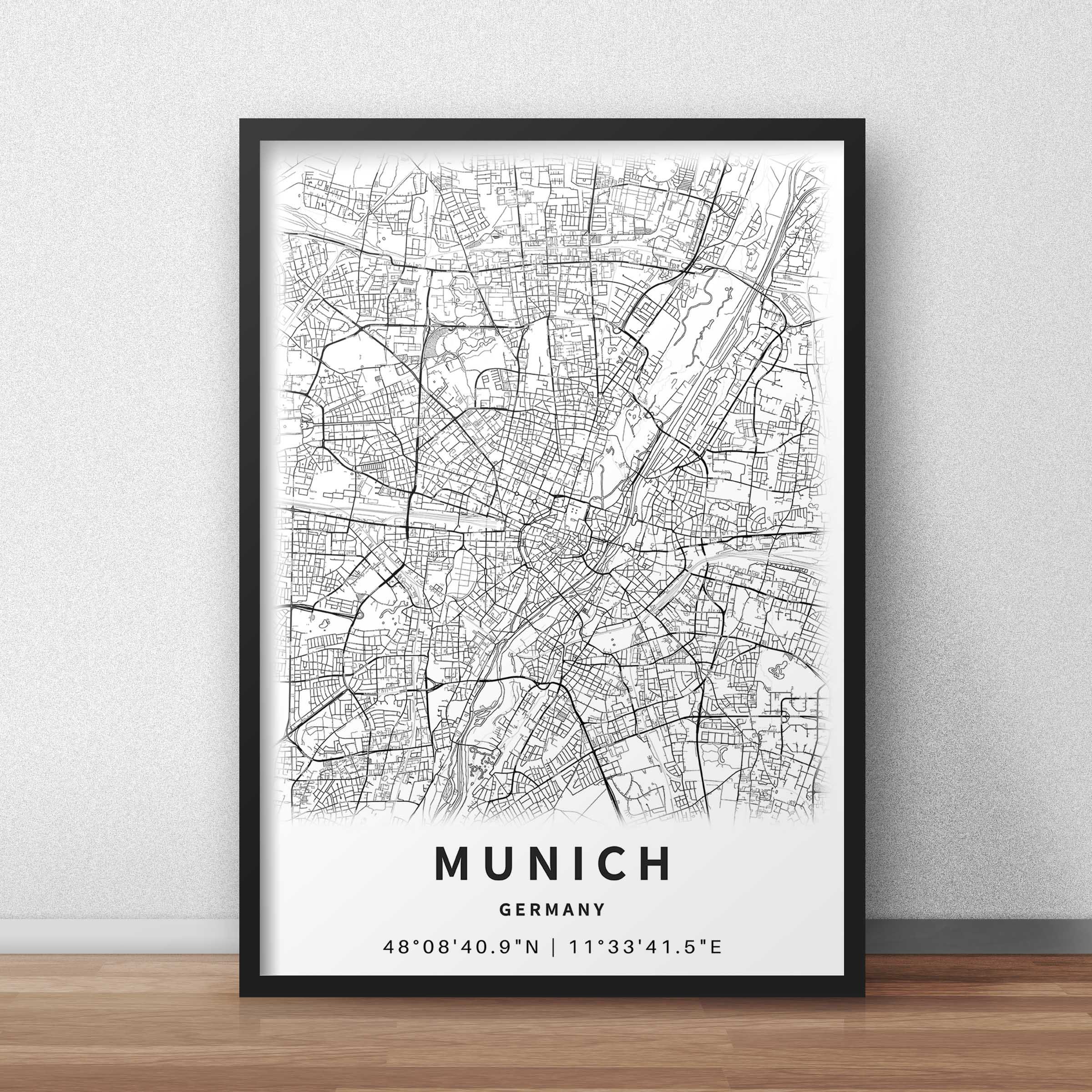 Printable Map of Munich Bavaria Germany With Street Names - Etsy