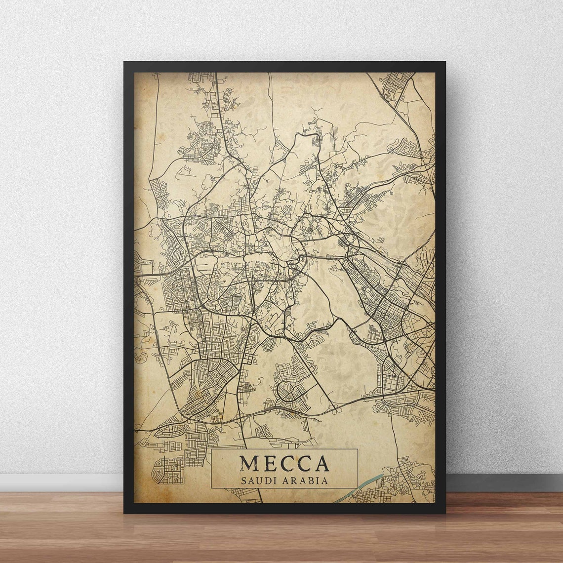 Printable Vintage Style Map of Mecca Saudi Arabia Instant | Etsy