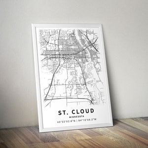 Printable Map of St. Cloud, Minnesota, USA With Street Names - Instant ...