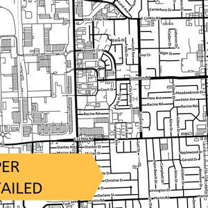 Printable Map of Warren, Michigan, USA With Street Names - Instant ...