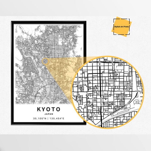 Illustrated Map of Kyoto - Etsy