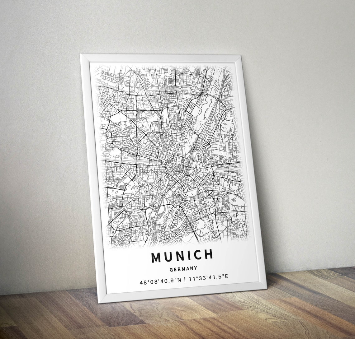 Printable Map of Munich Bavaria Germany With Street Names - Etsy