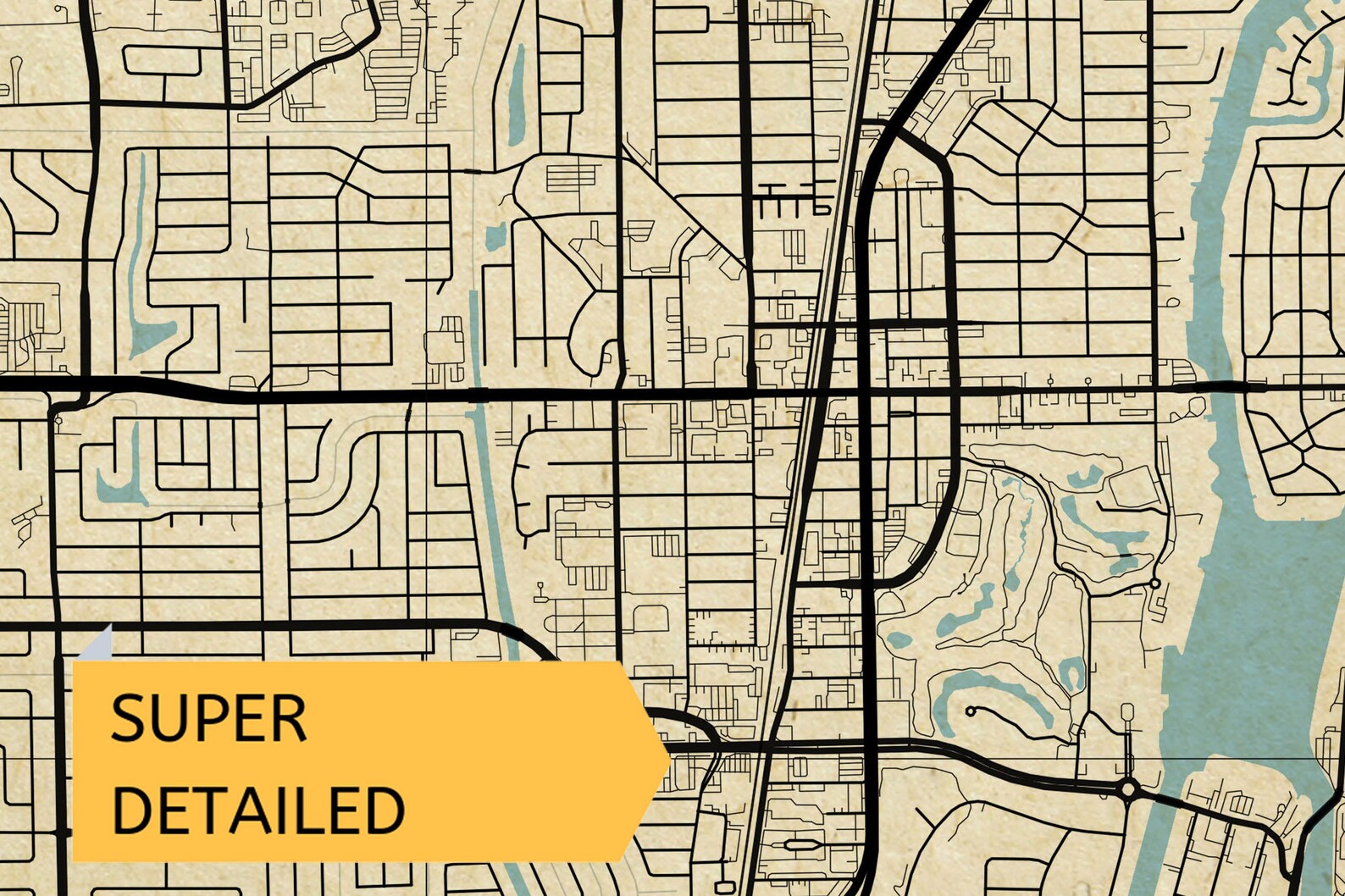 Printable Vintage Map of Boca Raton Florida United States | Etsy