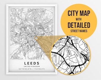 Leeds City Centre Road Map Digital Download - Etsy UK