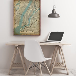 Custom Vintage Style Map of Your City, Any Town Digital Download City ...