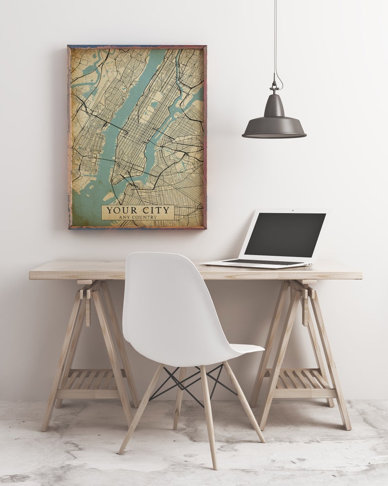 Custom Vintage Style Map of Your City Any Town Digital - Etsy