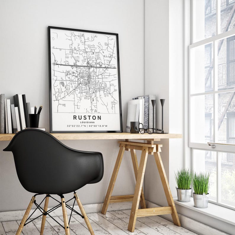 Printable Map of Ruston, Louisiana, USA With Street Names - Instant ...