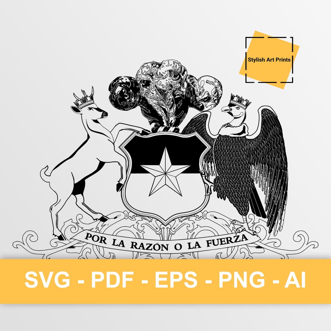 Chile Coat of Arms, Chile Vector Clipart - SVG \ PNG \ PDF \ Instant ...