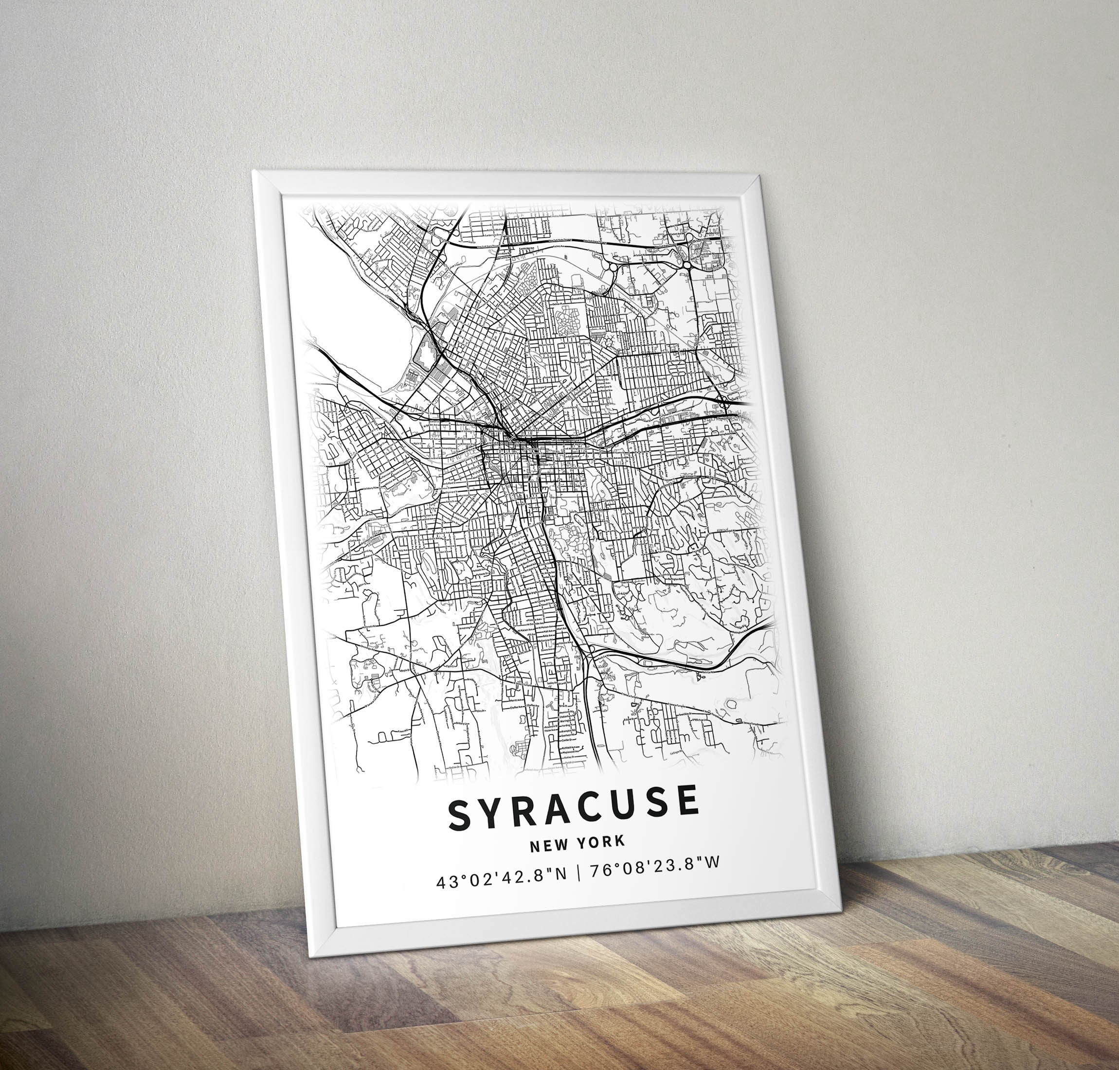 Printable Map of Syracuse, New York, USA With Street Names - Instant ...