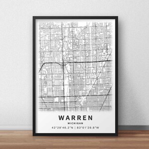 Printable Map of Warren, Michigan, USA With Street Names - Instant ...