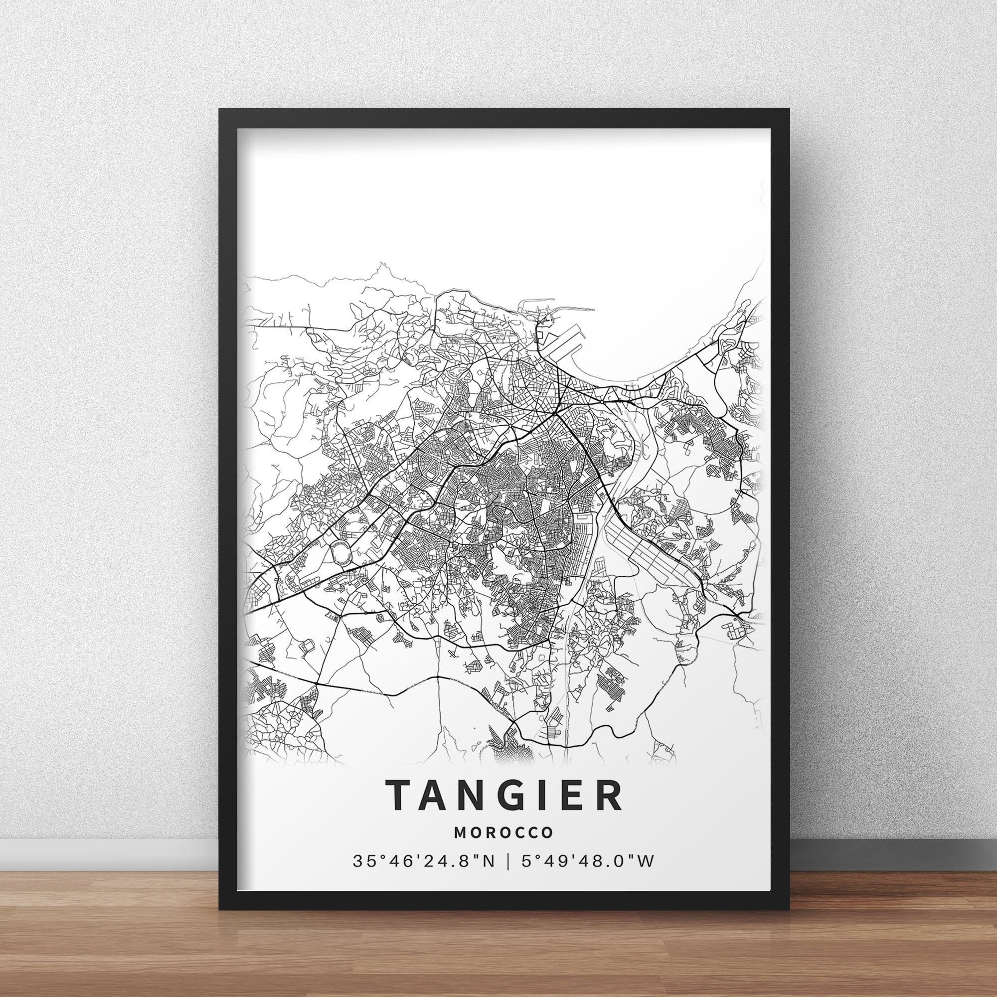 Printable Map of Tangier, Morocco With Street Names - Instant Download ...