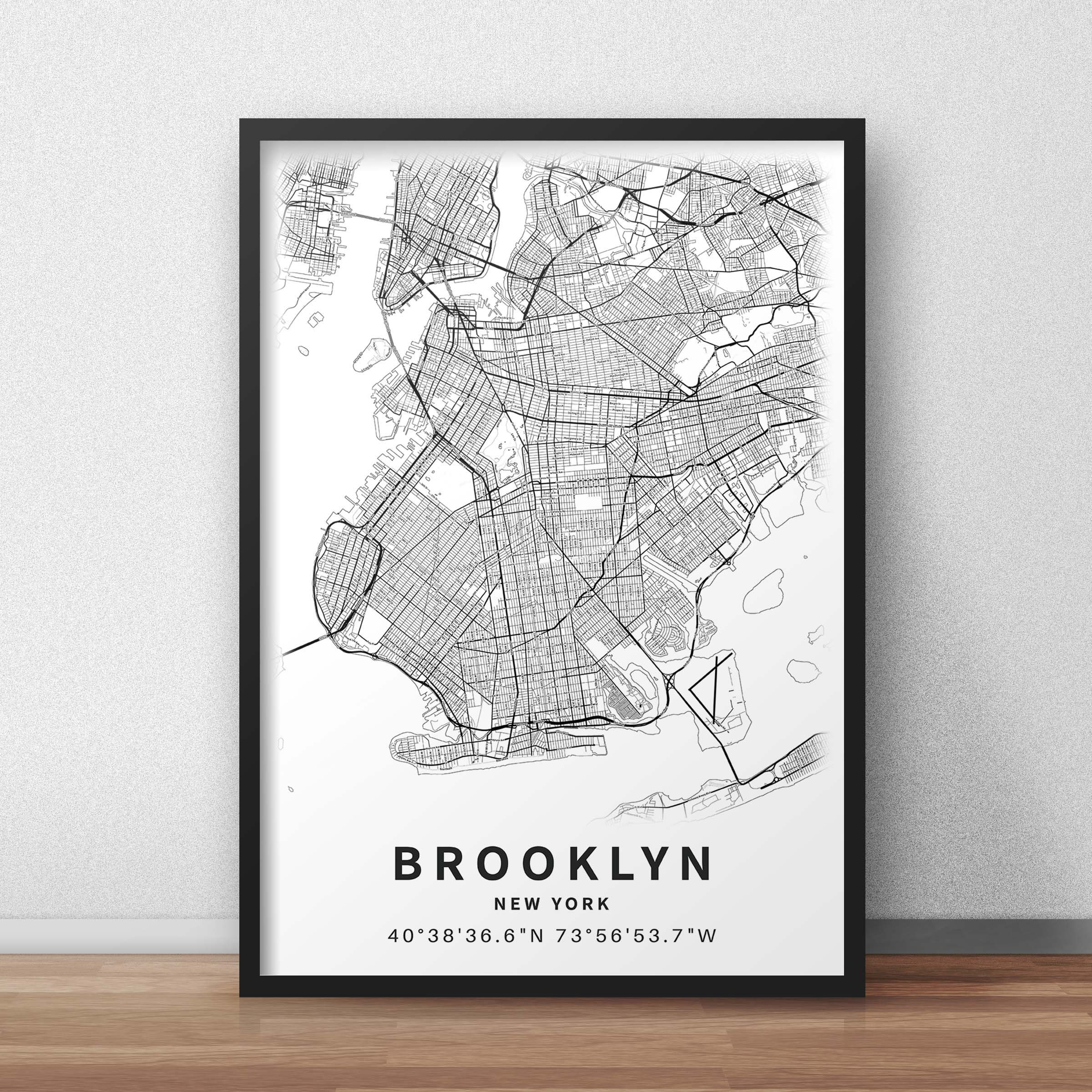 Printable Map of Brooklyn New York City NY United States - Etsy