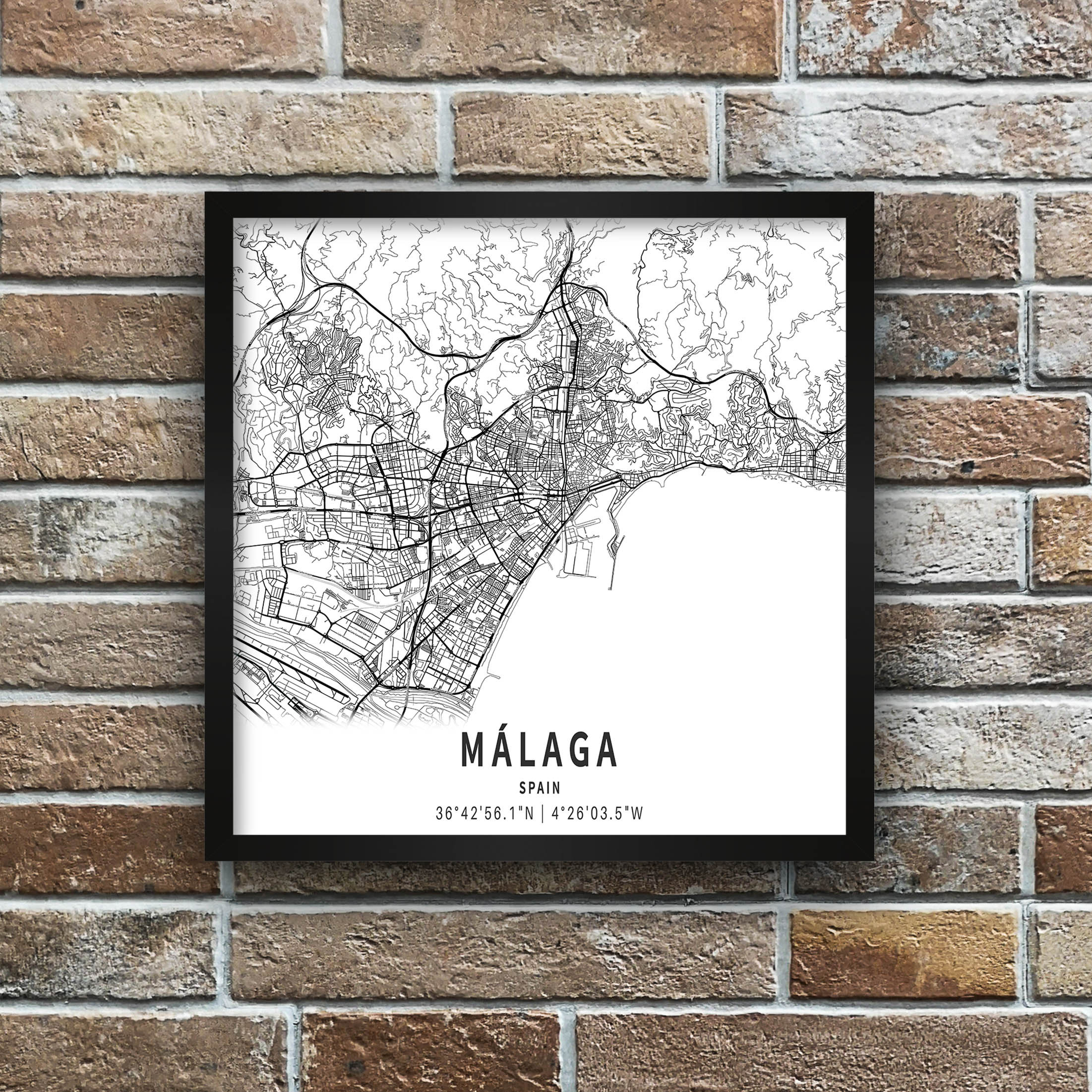 Printable Map of Malaga, Spain With Street Names - Instant Download ...