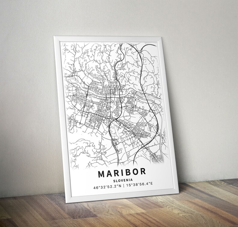Printable Map of Maribor, Slovenia With Street Names - Instant Download ...