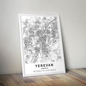 Printable Map of Yerevan, Armenia With Street Names - Instant Download ...