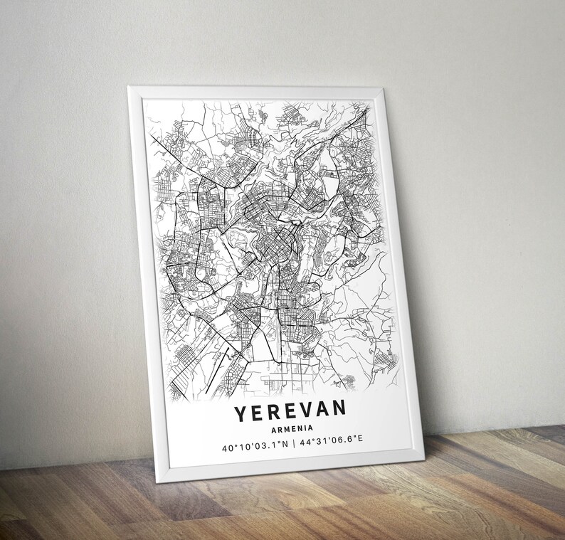Printable Map of Yerevan, Armenia With Street Names - Instant Download ...