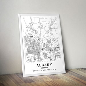 Printable Map Albany, Georgia, USA With Street Names - Instant Download ...