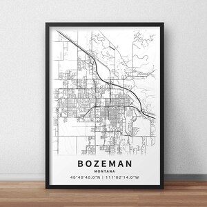 Printable Map of Bozeman, Montana, USA With Street Names - Instant ...