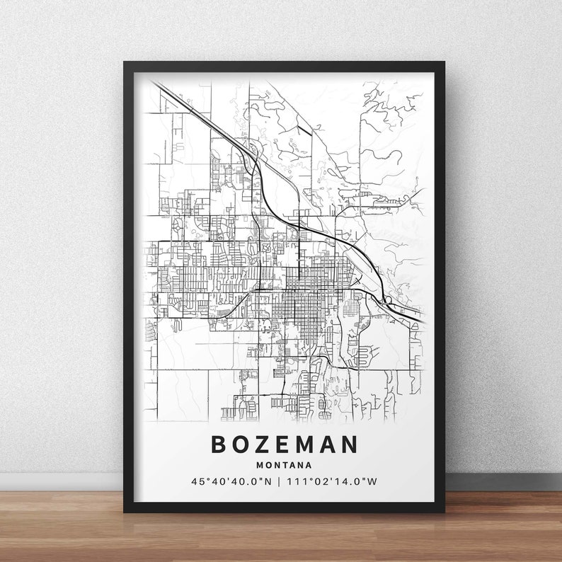 Bozeman Montana Map With Street Names, Printable Bozeman City Poster ...