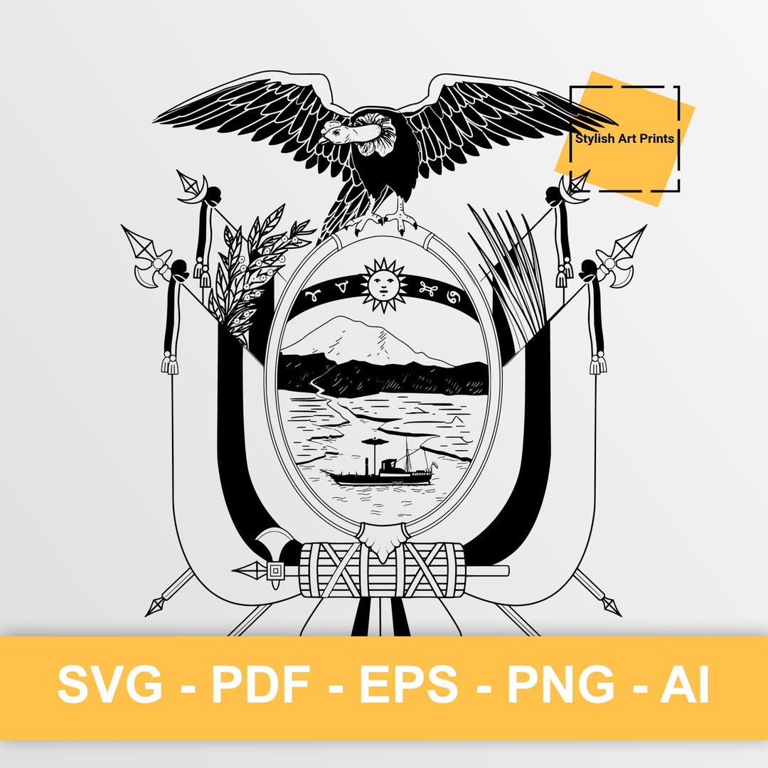 Ecuador Coat of Arms, Ecuador Vector Clipart - SVG \ PNG \ Instant ...