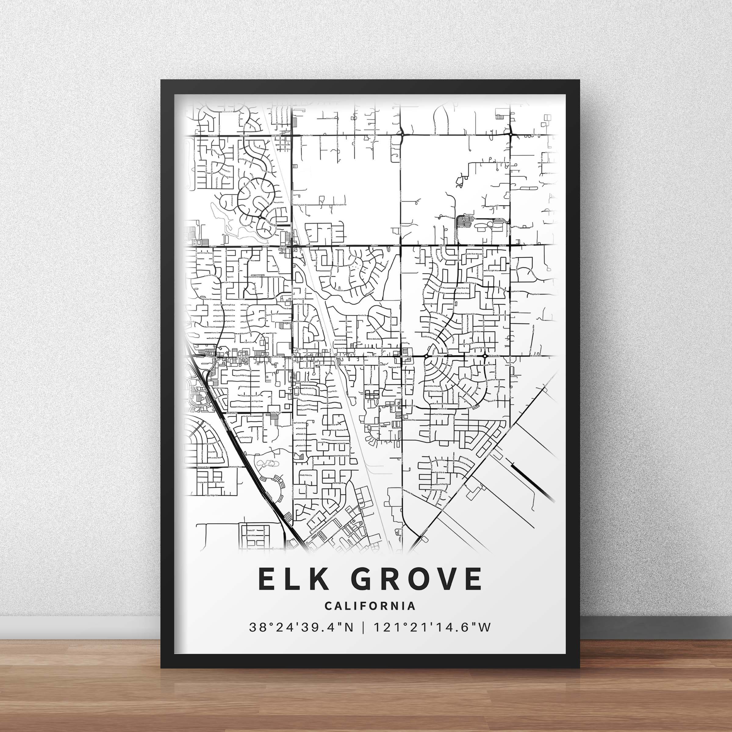 Printable Map of Elk Grove California United States With | Etsy