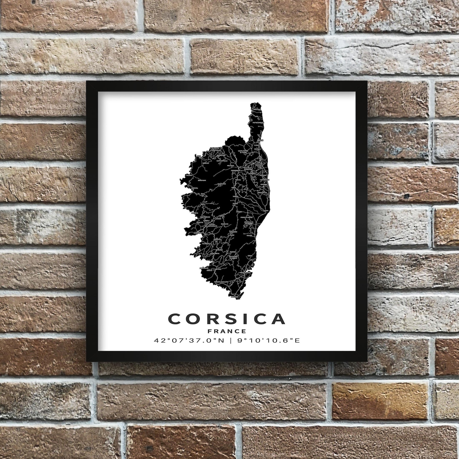 Mapa imprimible de Córcega con nombres de ciudades y carreteras ...
