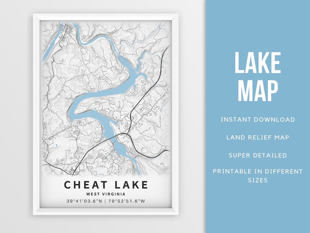 Printable Map of Cheat Lake West Virginia Instant Download - Etsy