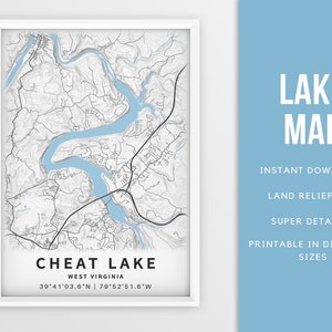 Printable Map of Cheat Lake West Virginia Instant Download - Etsy