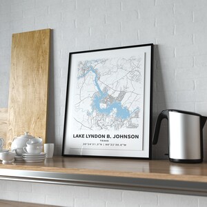 Printable Map of Lake Lyndon B. Johnson (lake LBJ), Texas - Instant ...
