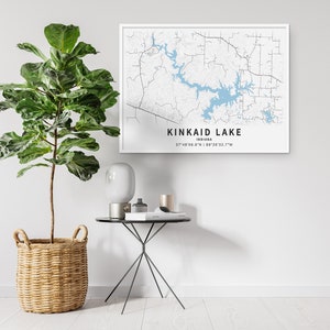 Printable Map of Kinkaid Lake, Indiana, US - Instant Download \ Lake ...